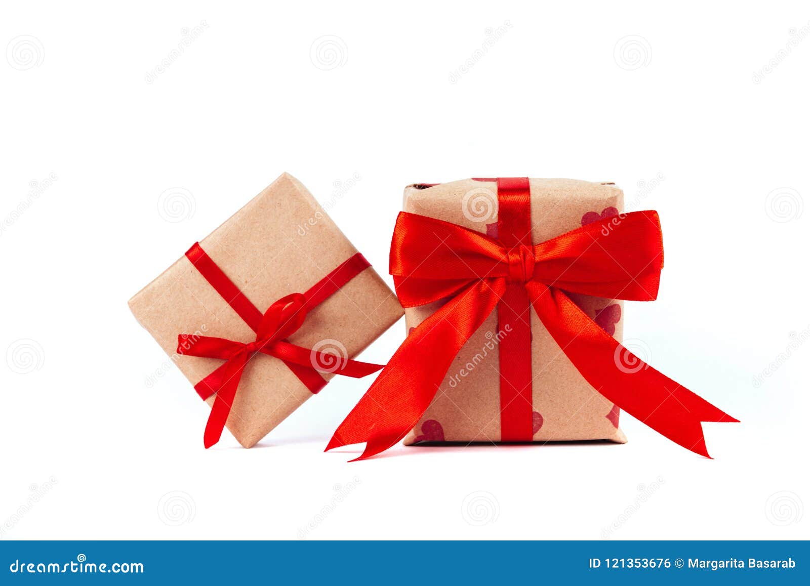 Gift Parcel Box with Ribbon Bow Stock Photo - Image of isolatedonwhite ...