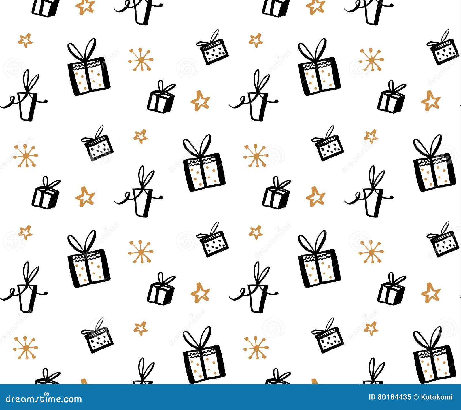 Gift Pattern, Seamless Texture with Hand Drawn Illustrations of Present ...
