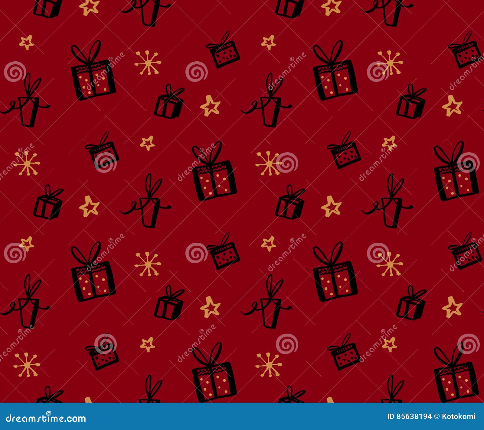 Gift Pattern, Seamless Texture with Hand Drawn Illustrations of Present ...