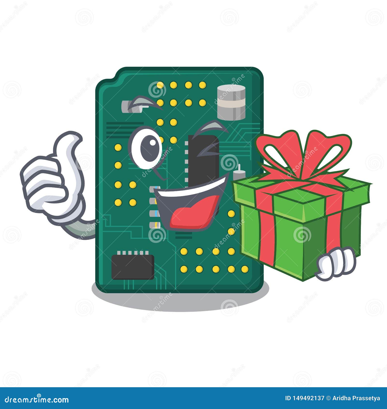 With Gift PCB Circuit Board in PC Characters Stock Vector ...