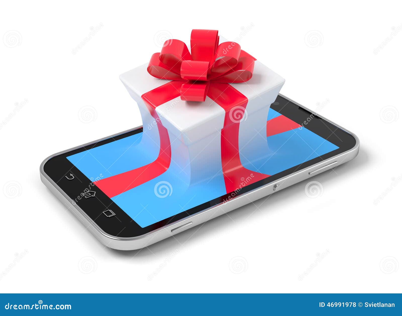 Gift on phone. stock illustration. Illustration of promo - 46991978