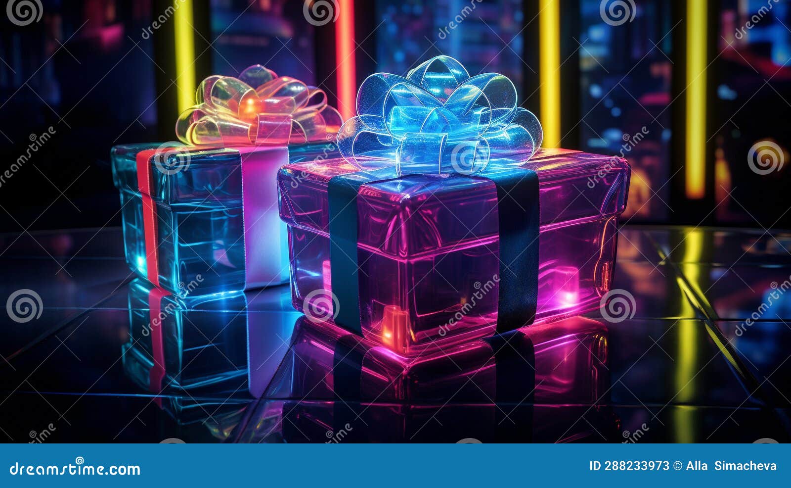 Gift Photographed in Neon Lights Stock Illustration - Illustration of ...