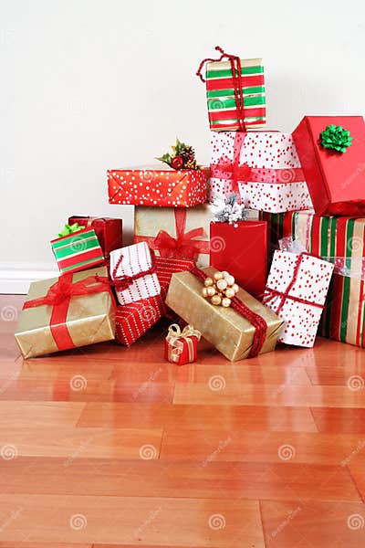 Gift pile on a floor stock photo. Image of inside, generous - 11266512
