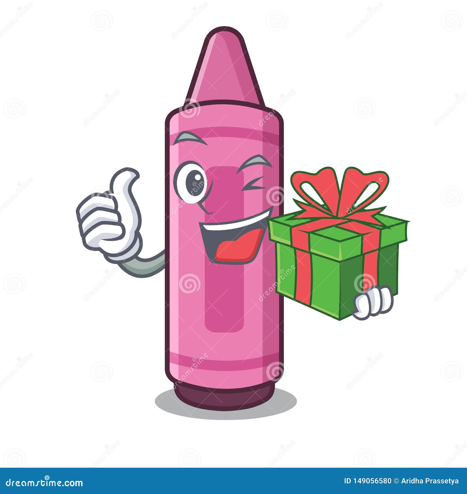 With Gift Pink Crayons in the Character Shape Stock Vector ...