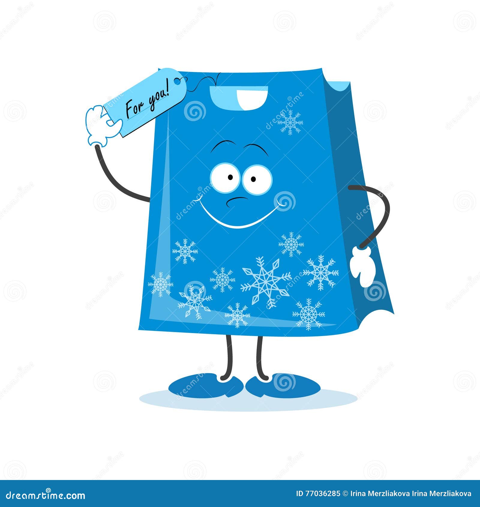 Gift Present Blue Package Cartoon Character Greetings . Vector Stock ...
