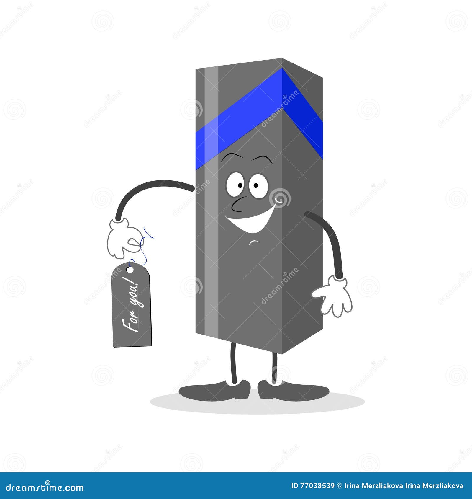 Gift Present a High Male Gray Gift Box . Cartoon Character Gre Stock ...