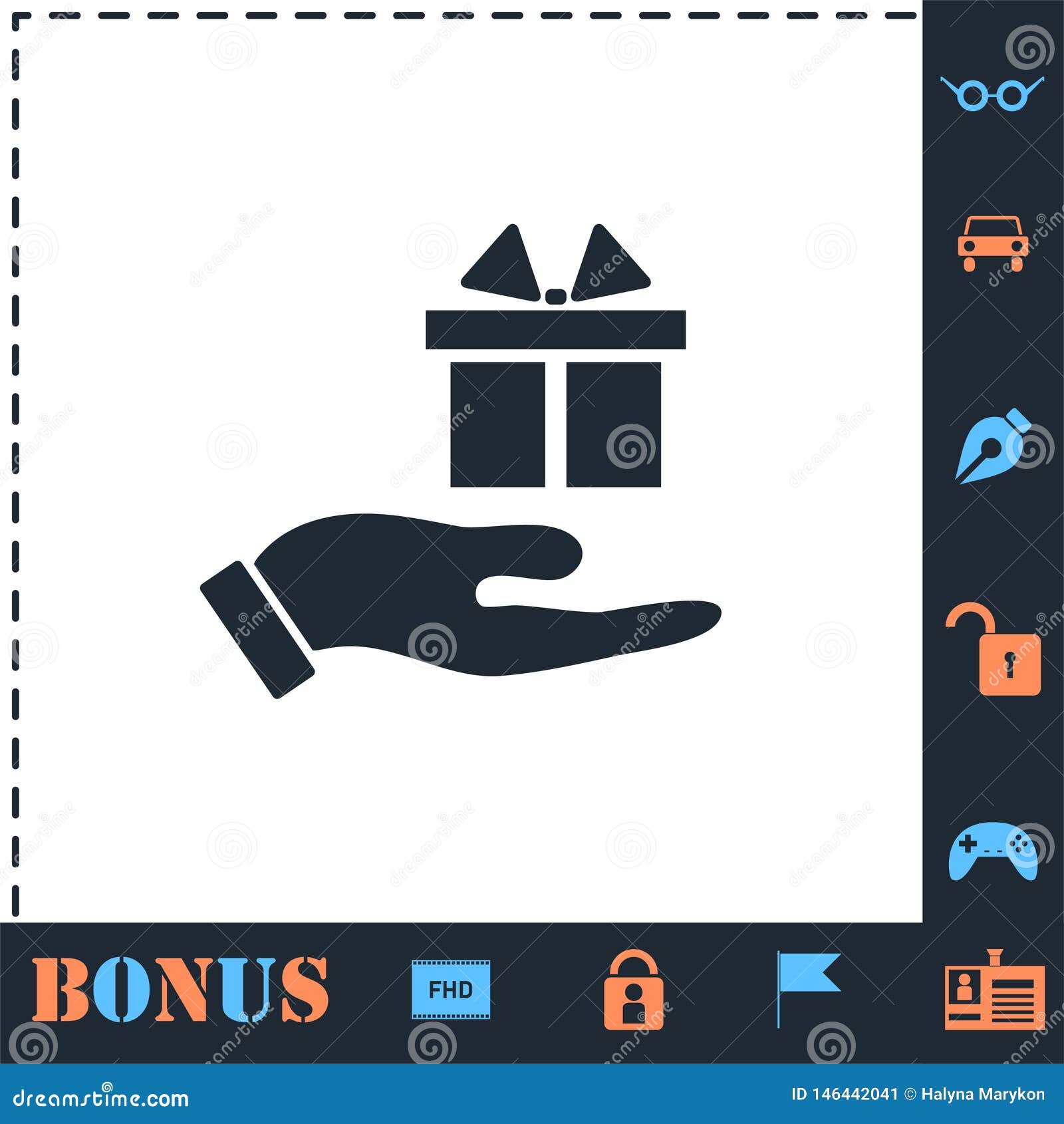Gift present icon flat stock vector. Illustration of present - 146442041