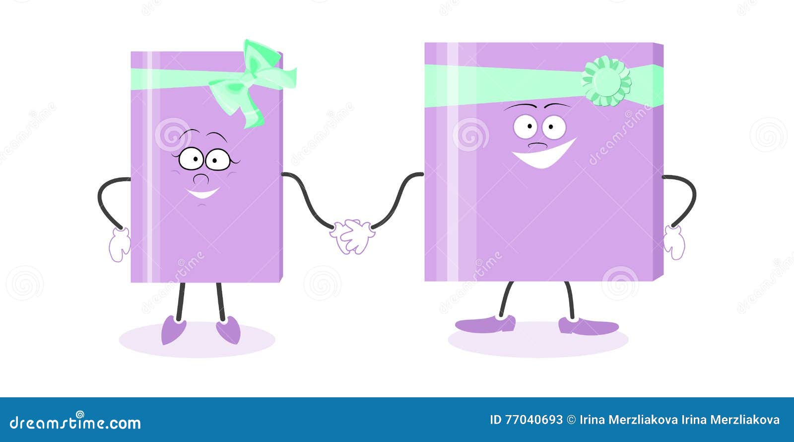 Gift Present Two Gift Boxes To Hold Hands . Cartoon Character Stock ...