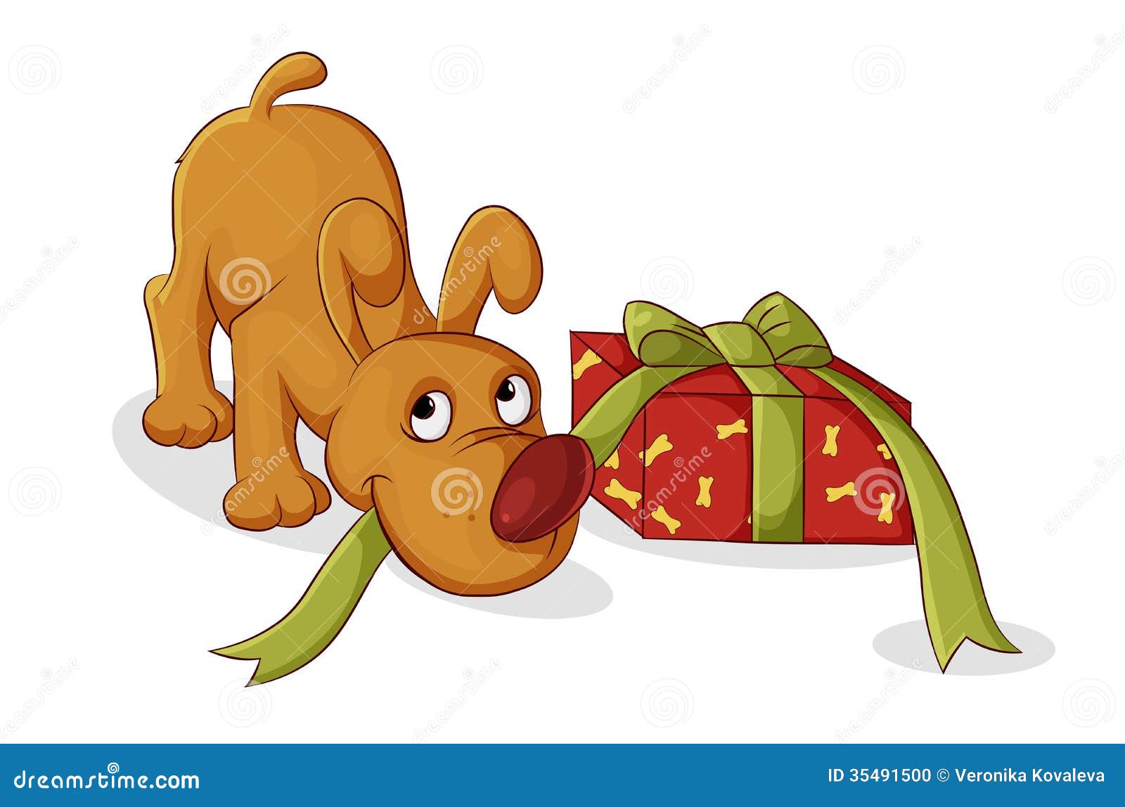 Gift for puppy stock vector. Illustration of pets, cute - 35491500