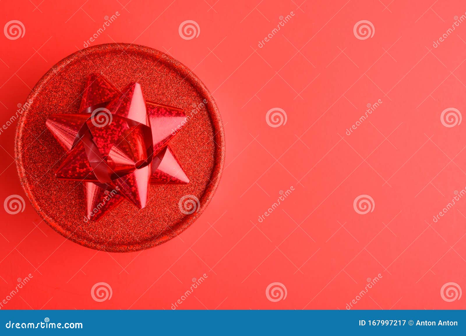 Gift on a Red Background with Space for Congratulation, Minimalism ...