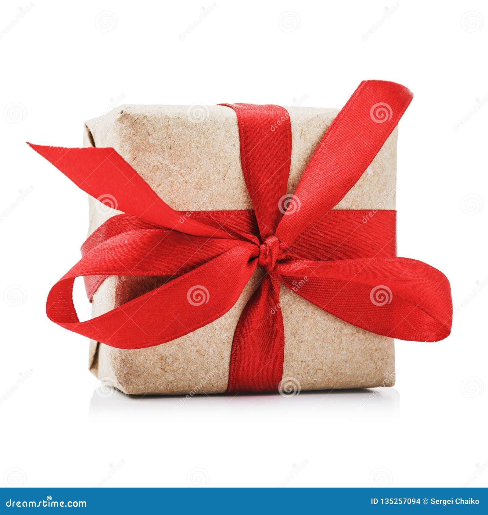 Gift with Red Ribbon Isolated on White Background Stock Photo - Image ...