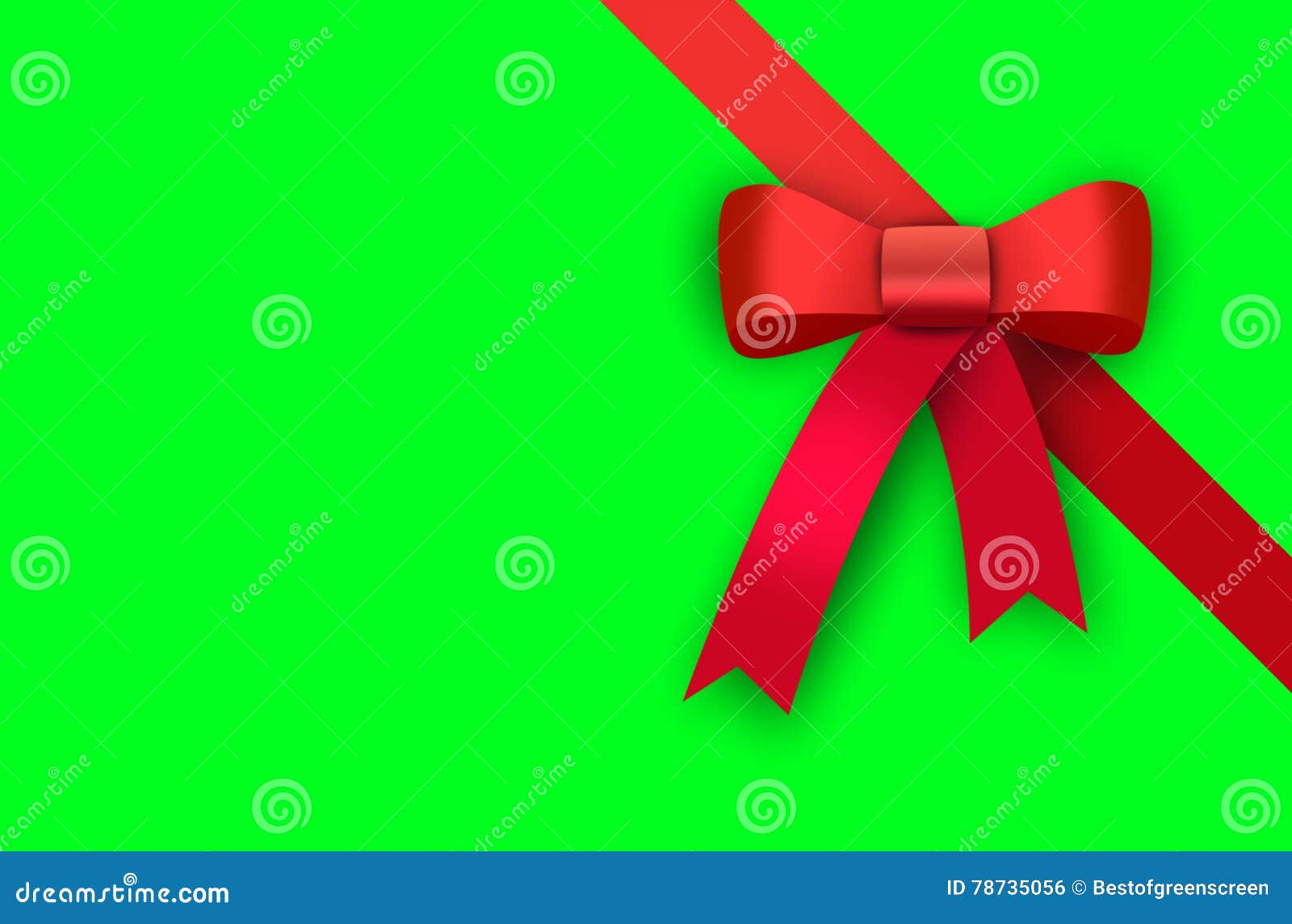 Gift, Red Ribbon, Red Loop, Bow - Green Screen Stock Illustration ...