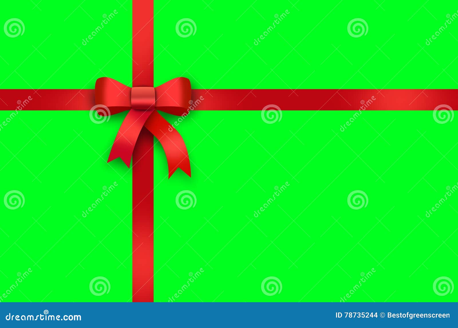 Gift, Red Ribbon, Red Loop, Bow - Green Screen Stock Illustration ...