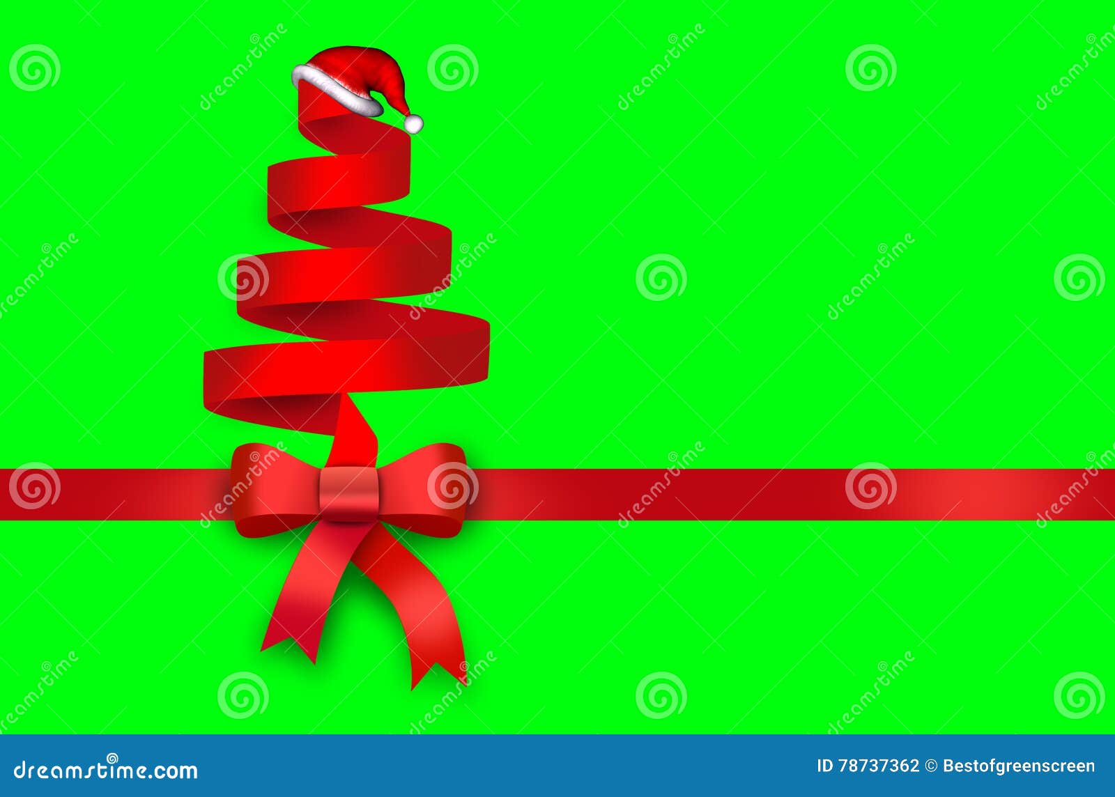 Gift, Red Ribbon, Red Loop, Bow - Green Screen Stock Illustration ...