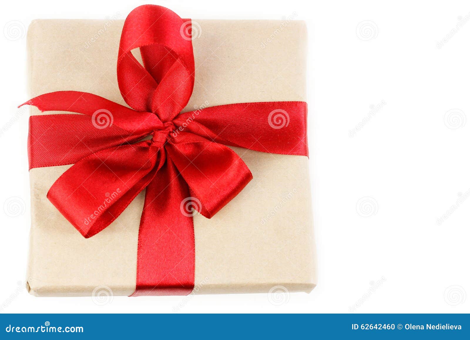 Gift with Red Ribbon Top View on White Background Stock Photo - Image ...