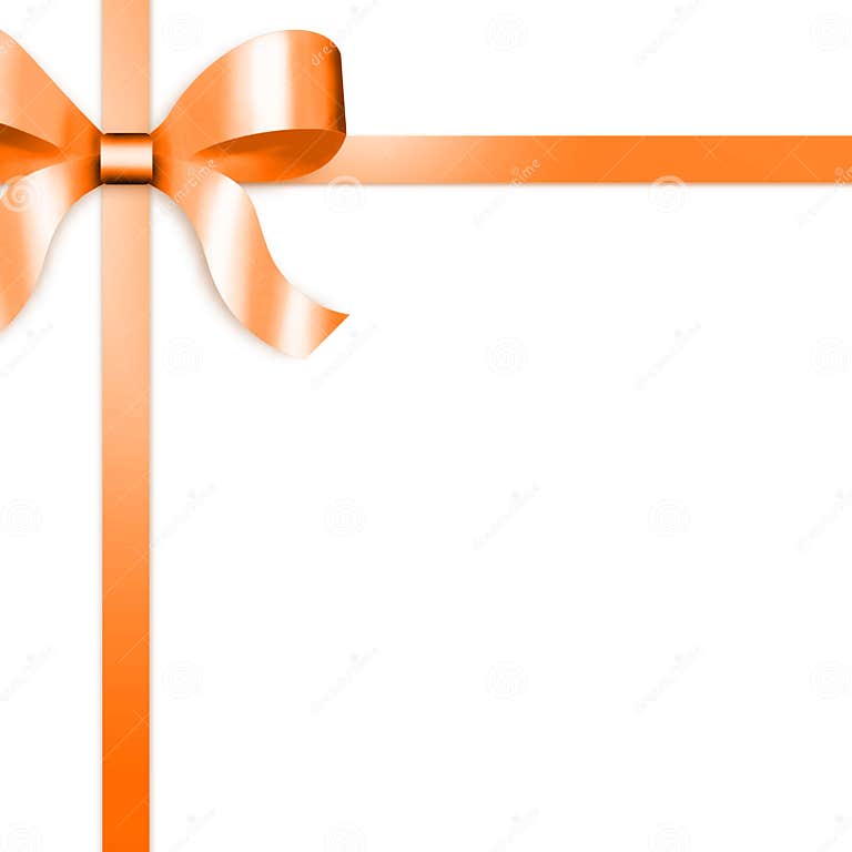 Gift Ribbon with Orange Satin Bow Stock Illustration - Illustration of ...