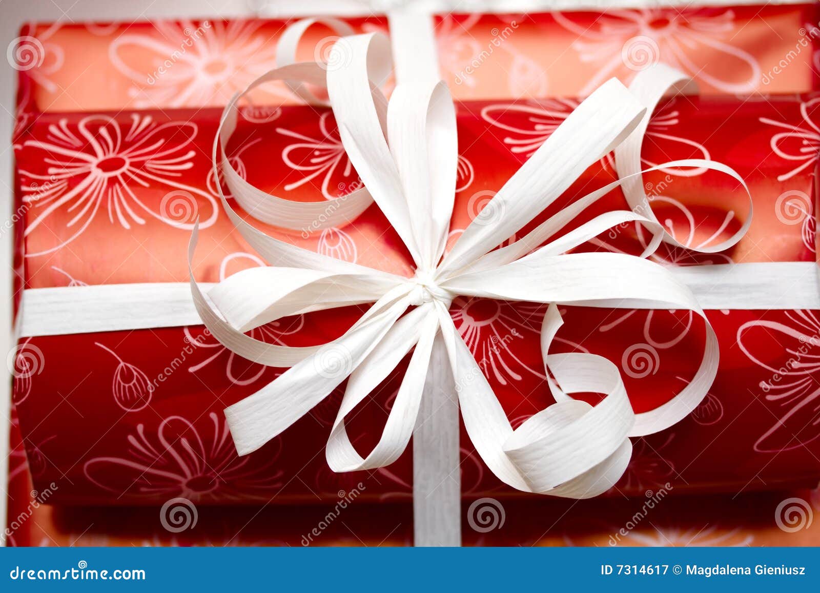 Gift ribbon on red paper stock image. Image of decoration - 7314617