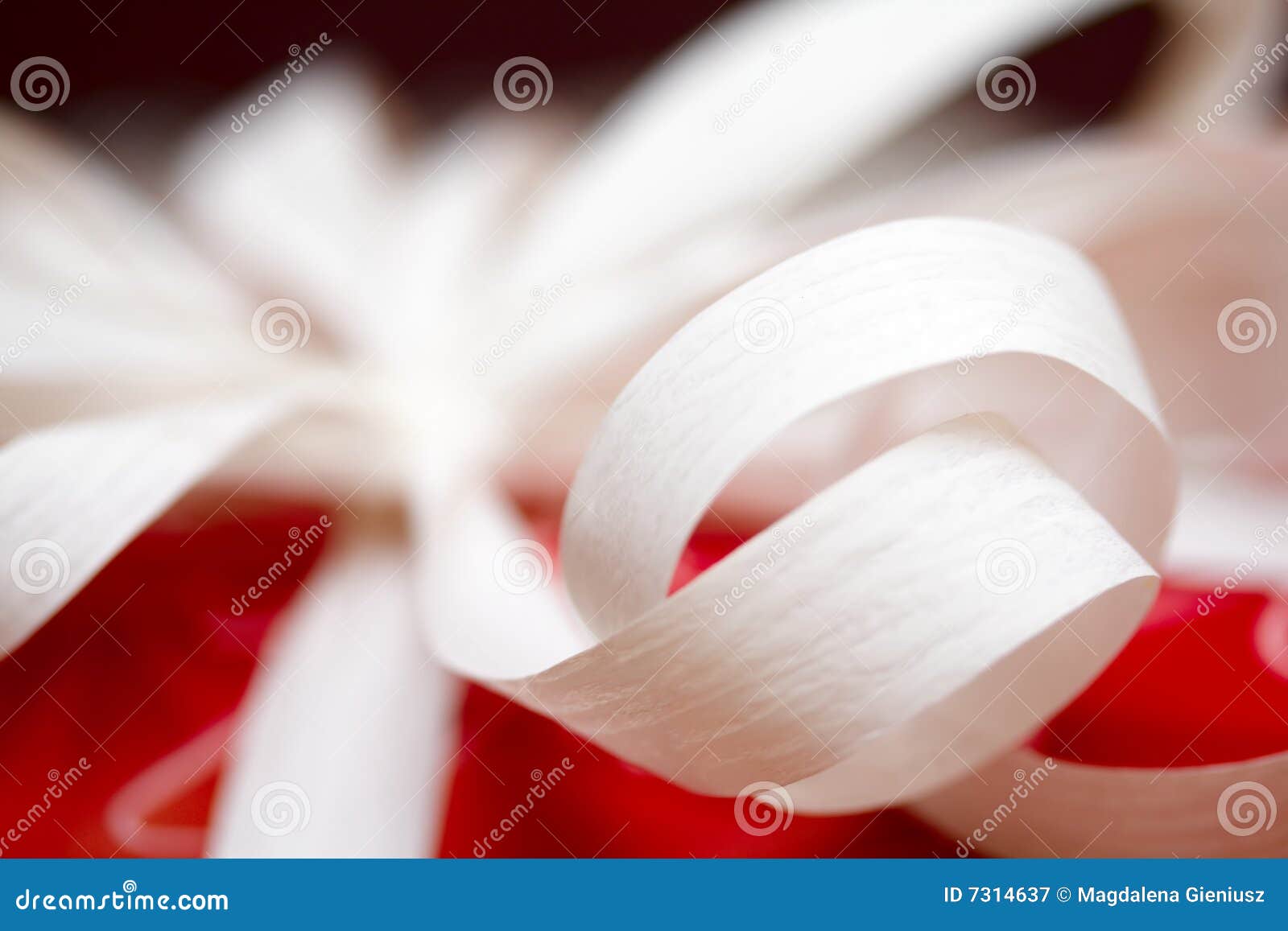 Gift ribbon on red paper stock image. Image of gift, wrapped - 7314637