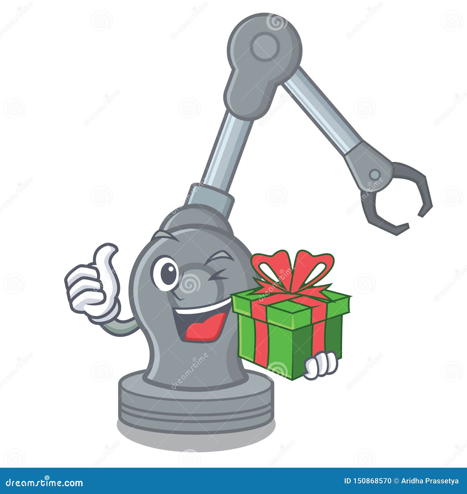 With Gift Robotic Arm Machine in the Mascot Stock Vector - Illustration ...