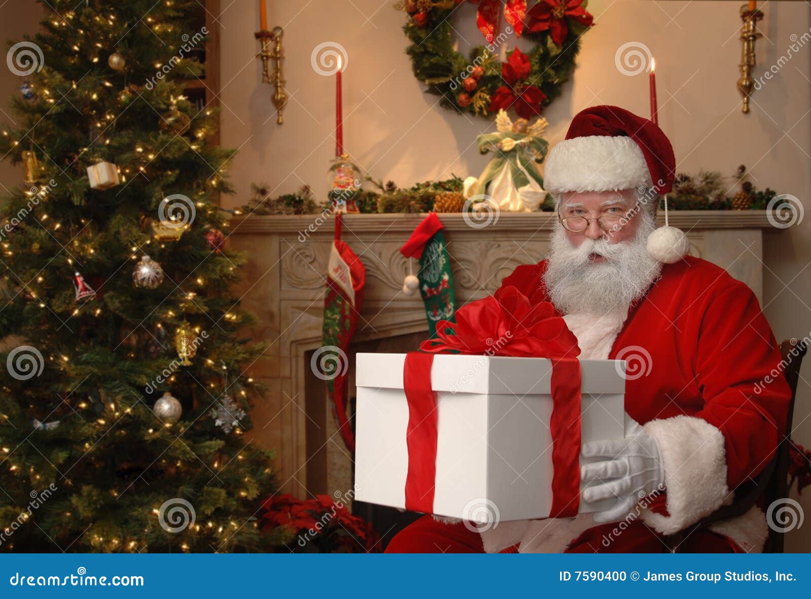 Gift from Santa stock photo. Image of holiday, room, claus - 7590400