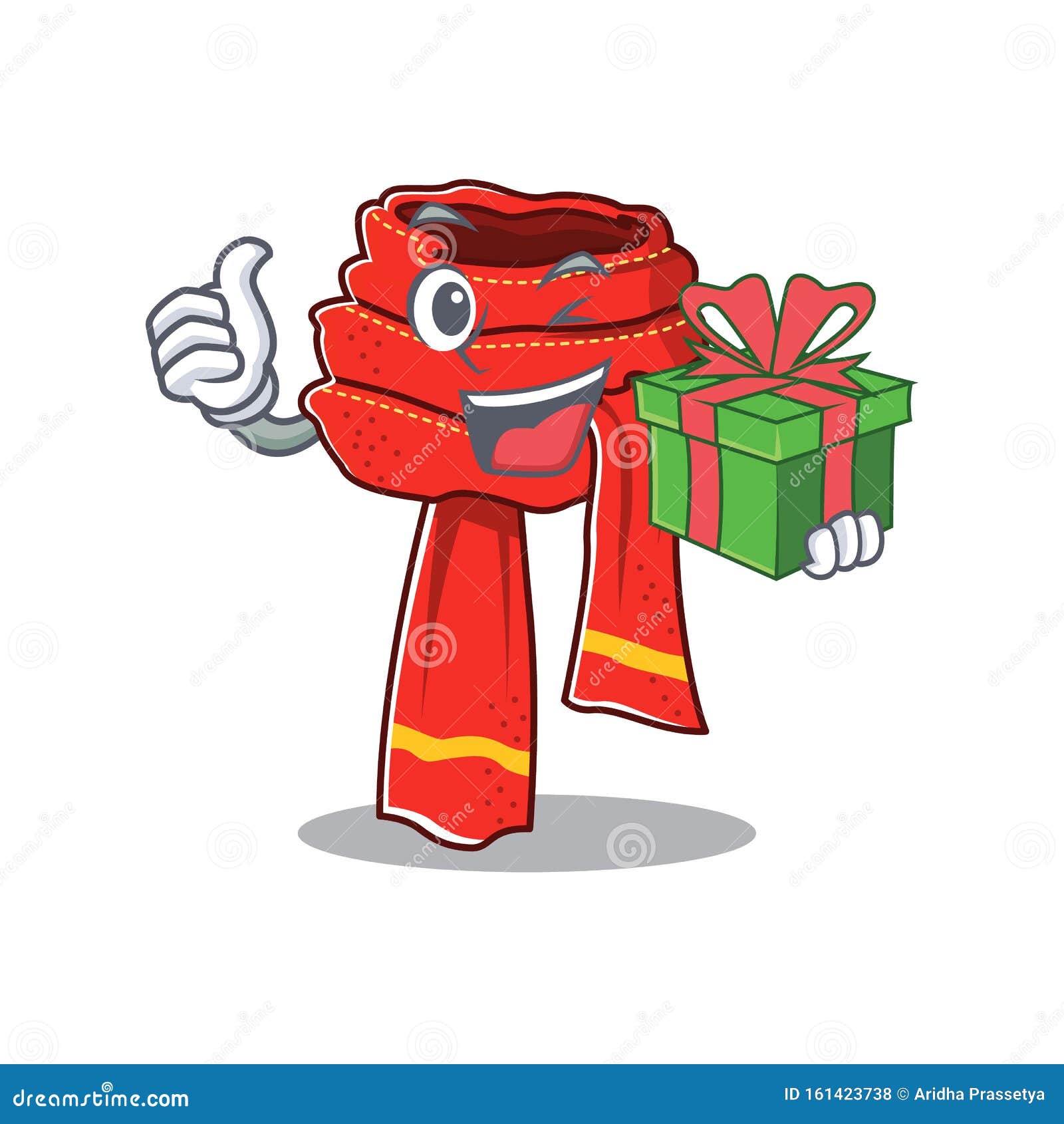 With Gift Scarf Cartoon with the Character Shape Stock Vector ...