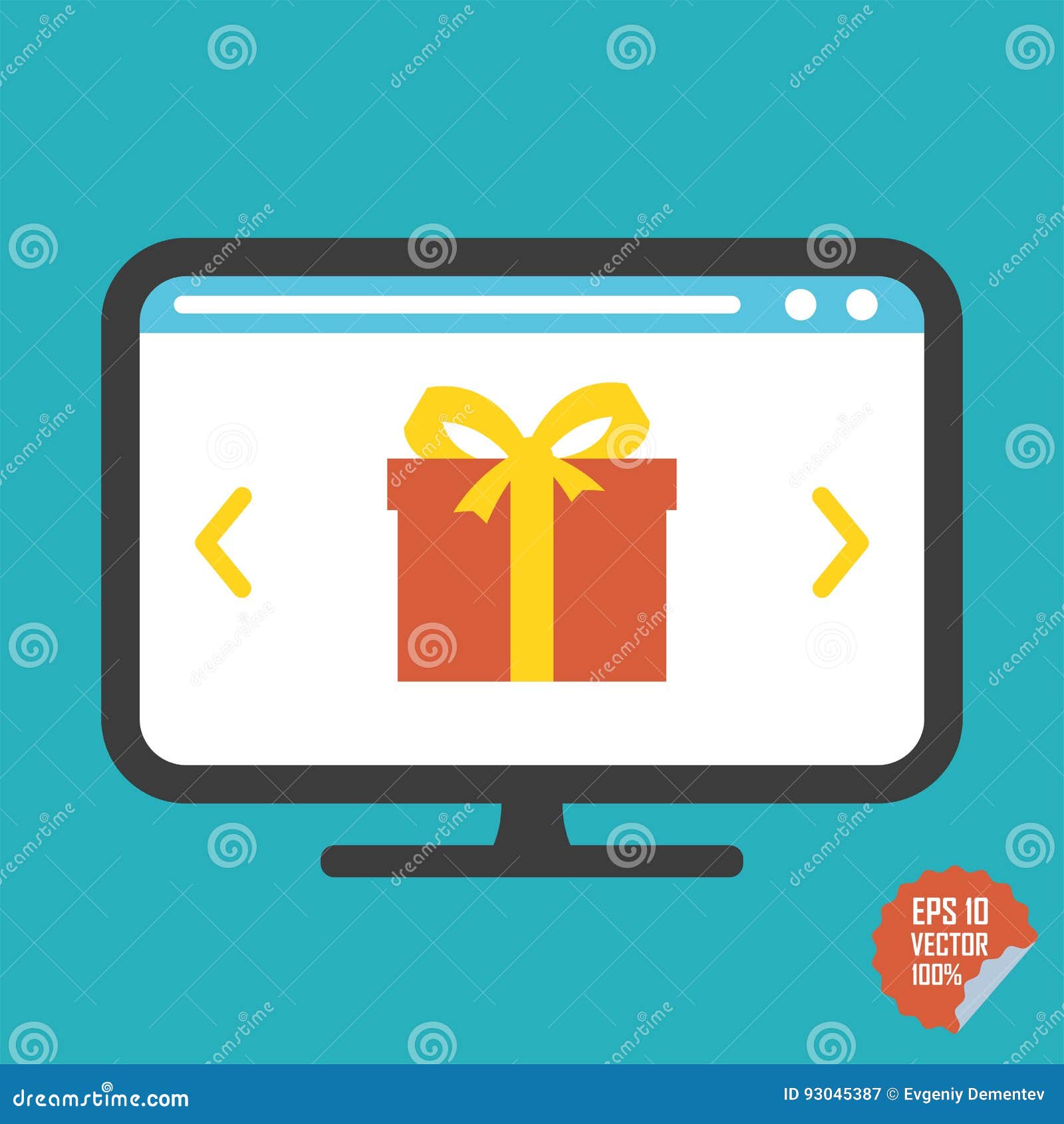 Gift on Screen Flat Icon. Illustration for Website or Mobile ...