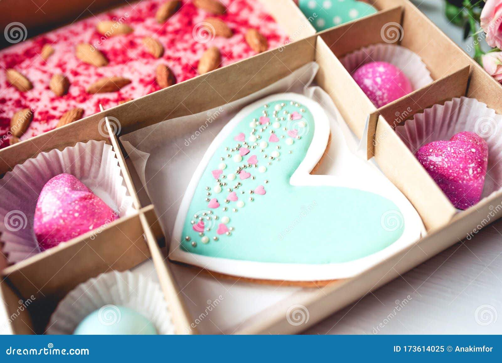 Gift Set with Hand Made Sweets in a Box on a White Table. Stock Image ...
