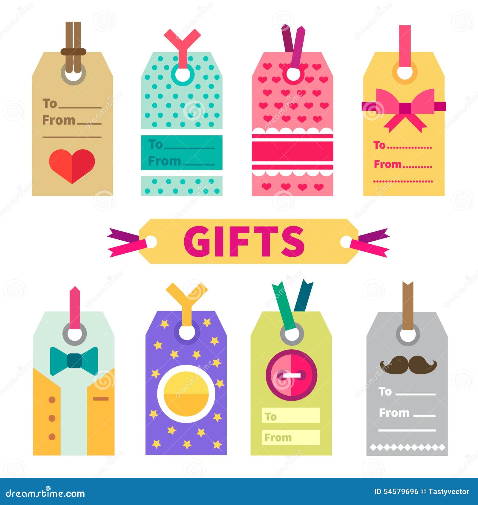 Gift Set of Labels and Post Card Stock Vector - Illustration of card ...