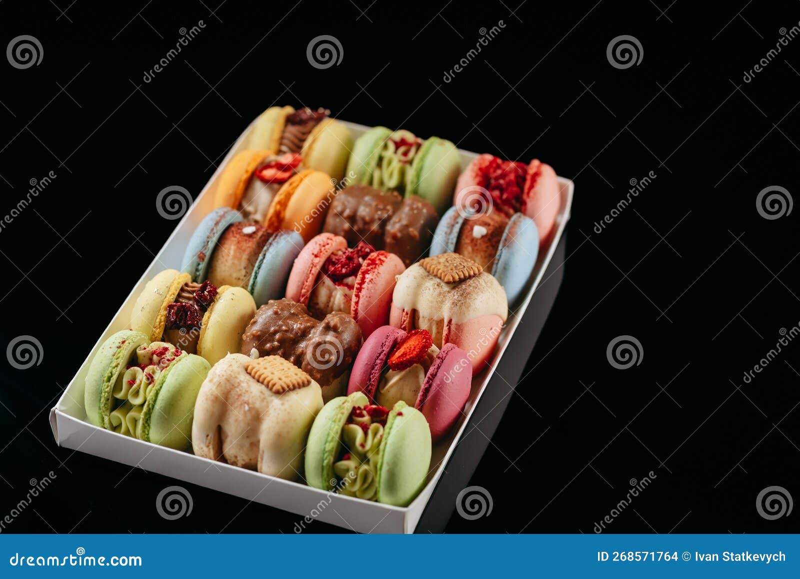Gift Set of Large Colored Macaroons with Different Fillings and ...