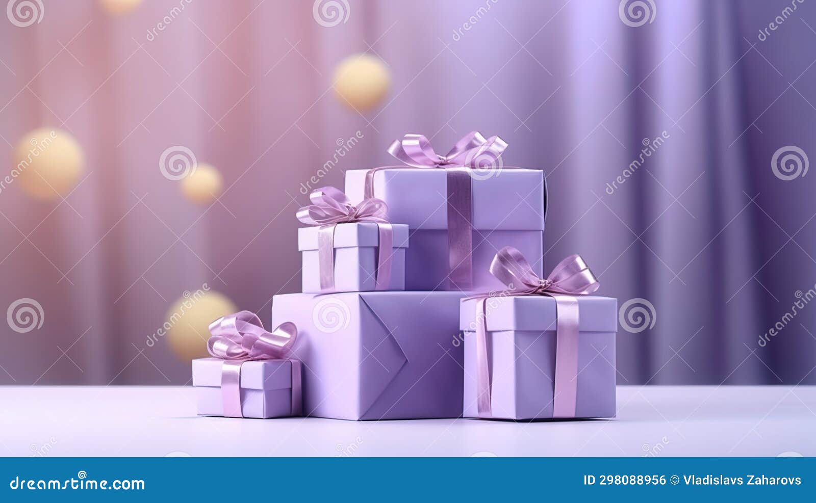 Gift Set Showcased on a Smooth Surface of Soft Purple Stock ...