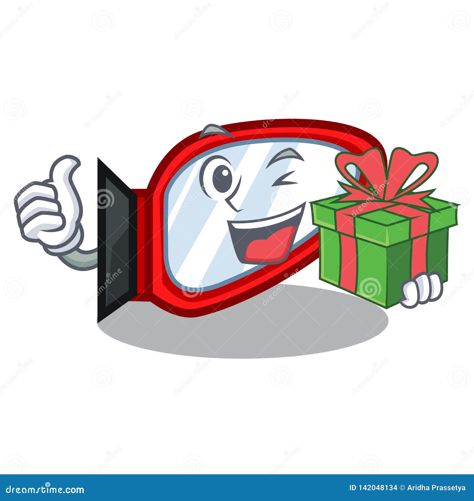 With Gift Side Mirror in a Cartoon Box Stock Vector - Illustration of ...
