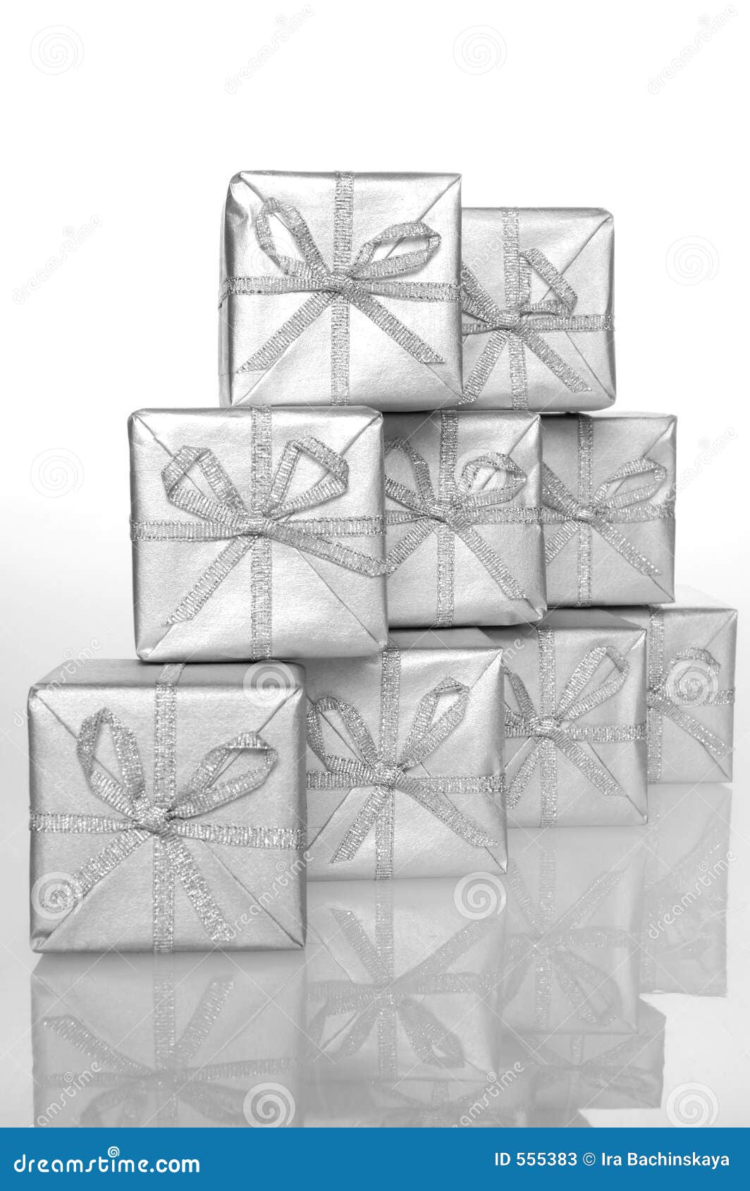 Gift silver box stock image. Image of tape, presents, five - 555383