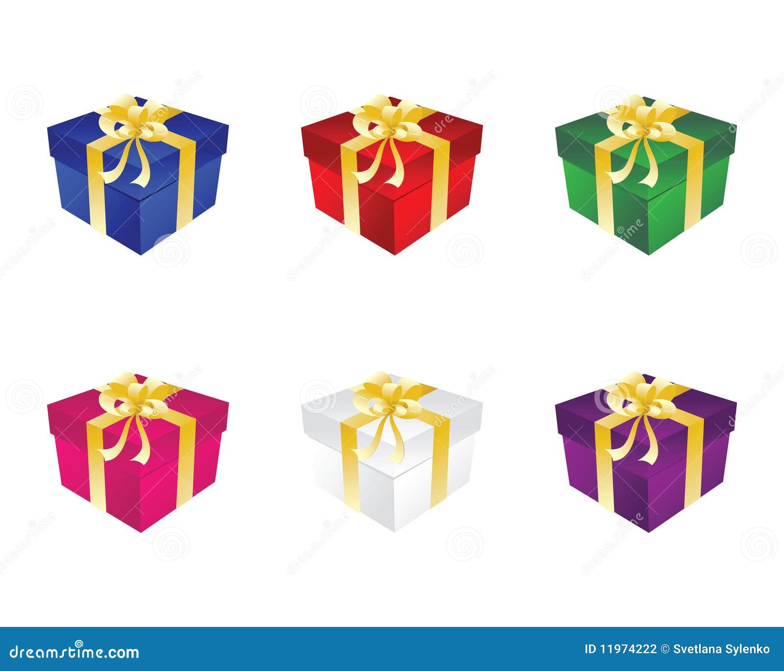 Gift six box with bow stock vector. Illustration of modern - 11974222
