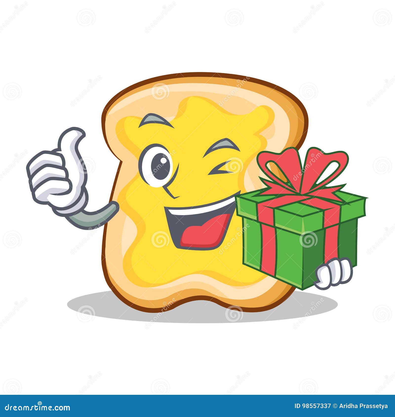 With Gift Slice Bread Cartoon Character Stock Vector - Illustration of ...