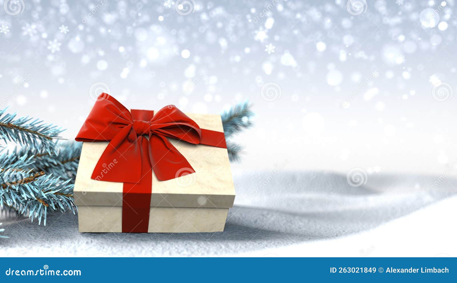 Gift in the snow stock illustration. Illustration of light - 263021849