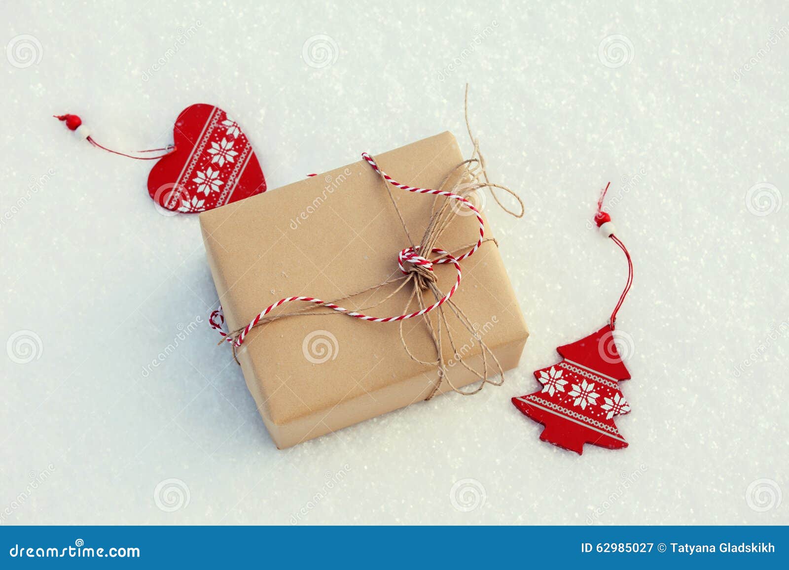 Gift on snow stock image. Image of christmas, vignette - 62985027