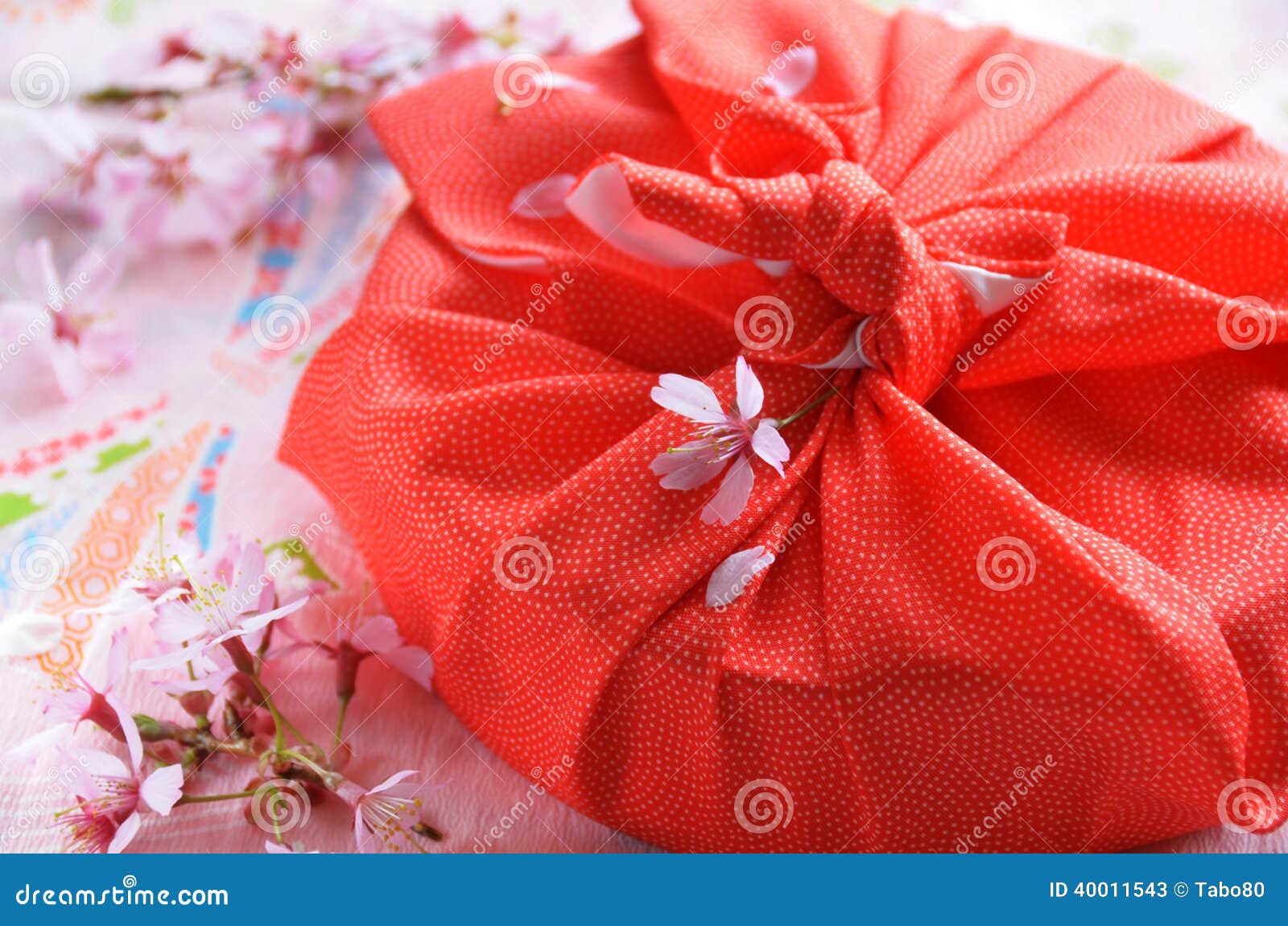 Gift with Spring flowers stock image. Image of wrapping - 40011543