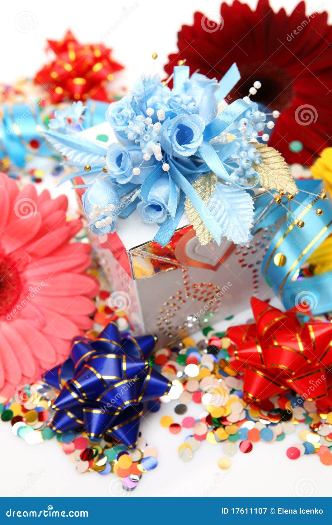 Gift and streamer stock image. Image of background, birthday - 17611107