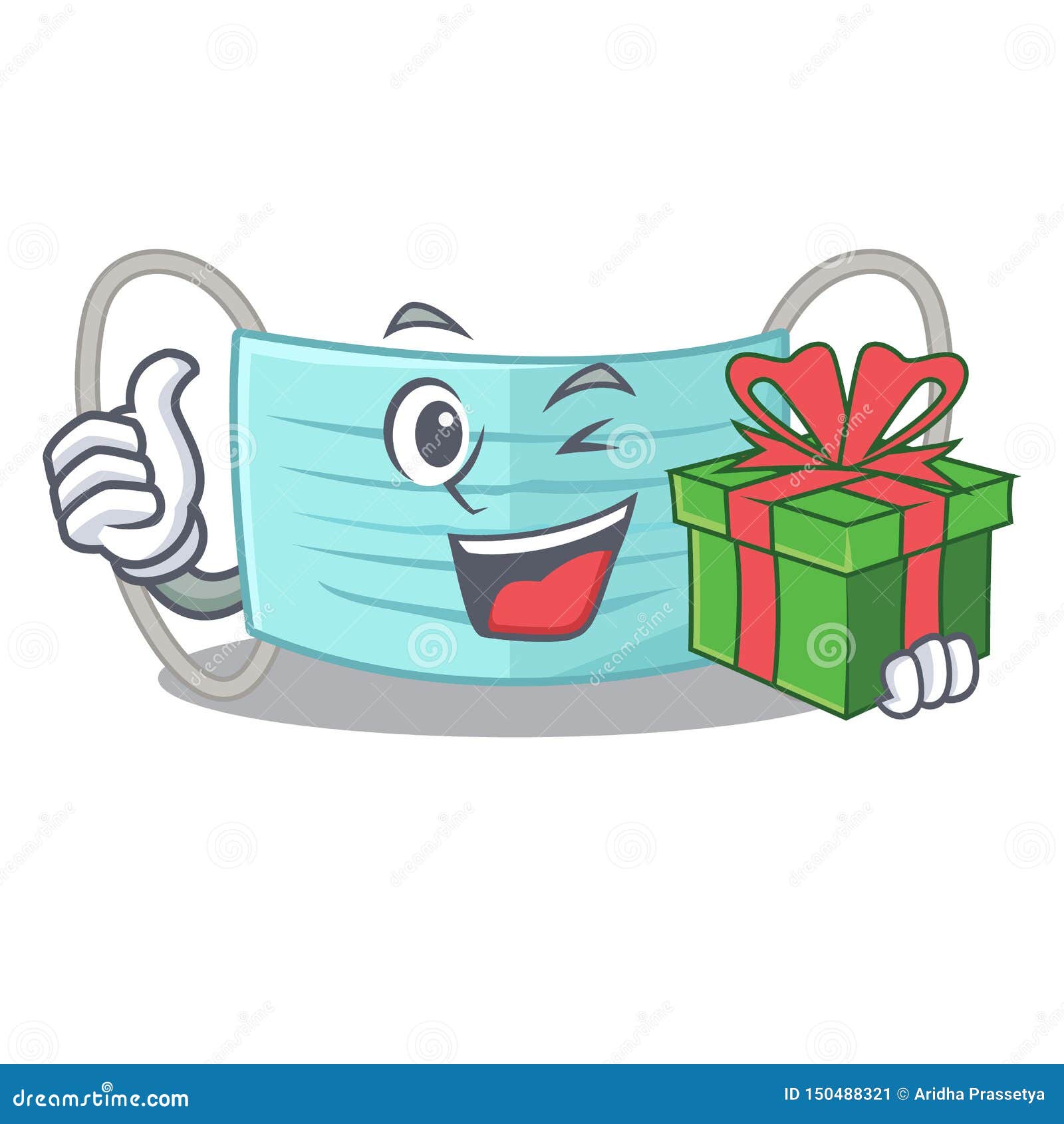 With Gift Surigcal Mask in the Cartoon Box Stock Vector - Illustration ...