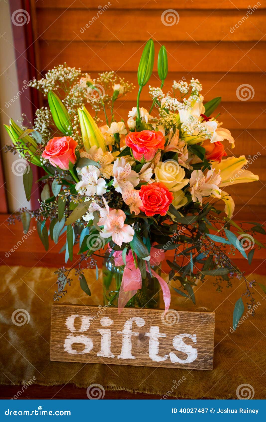 Gift Table Sign and Flowers Stock Image - Image of gift, flower: 40027487