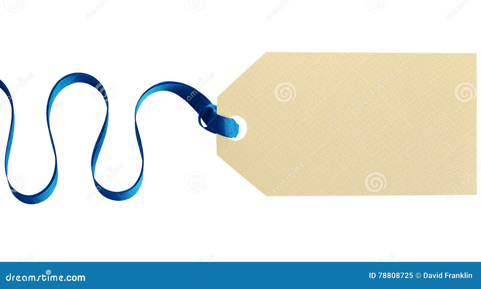 Gift Tag with Blue Ribbon Isolated on White Background Stock Image ...