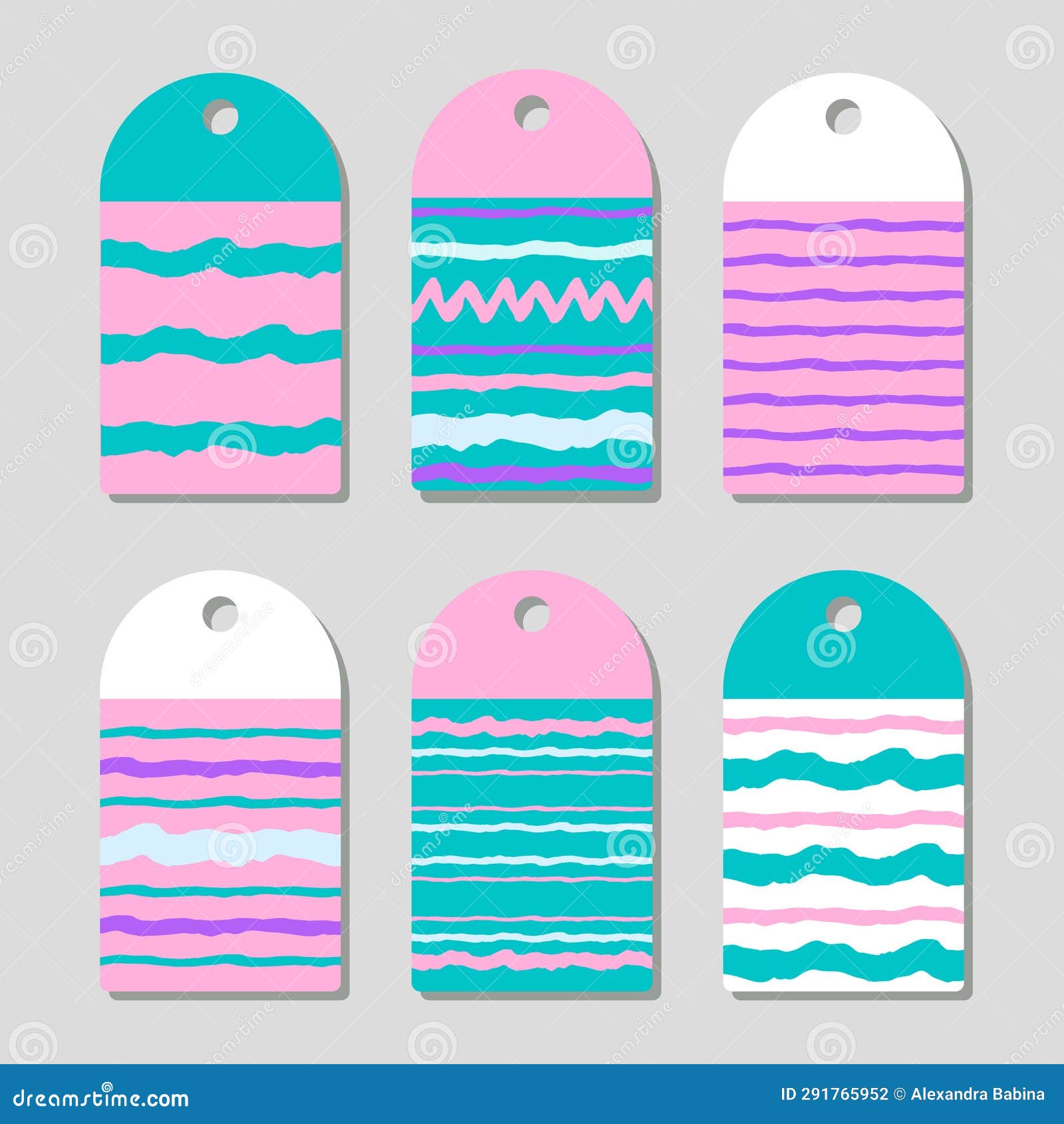 Gift Tag Set with Simple Wavy Stripe Pattern. Stock Illustration ...