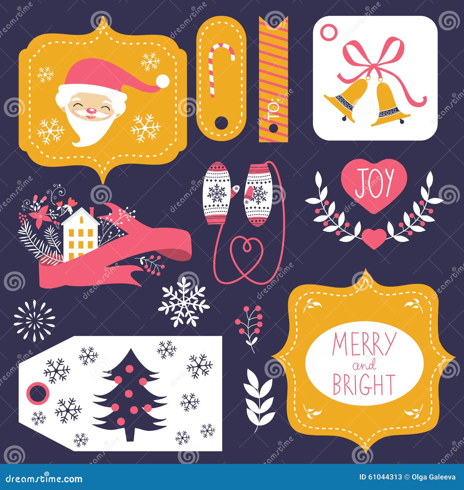 Gift Tags and Christmas Graphic Elements Stock Vector - Illustration of ...