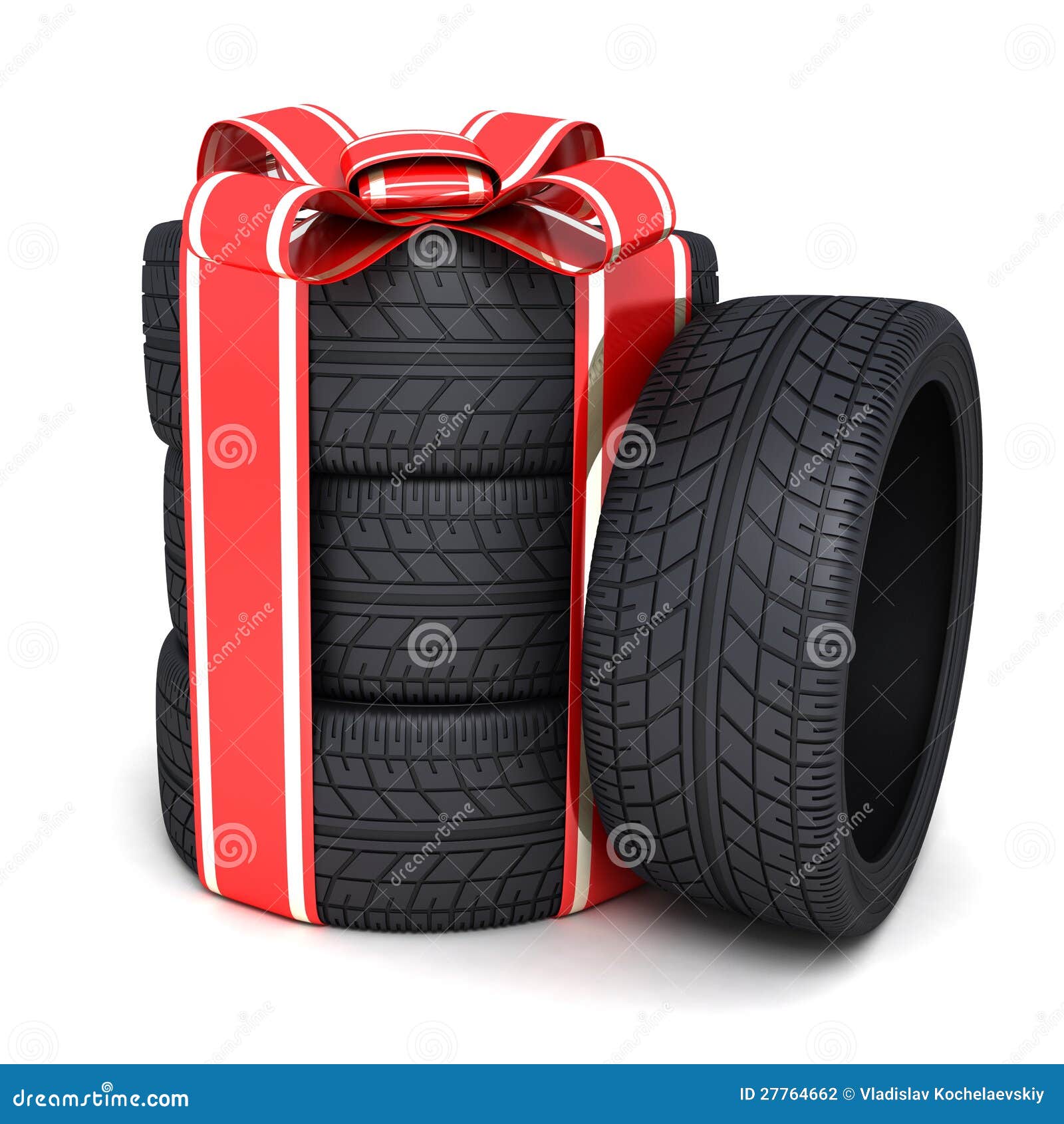 Gift Set Of Tires Wrapped Ribbon And Bow Stock Photography ...