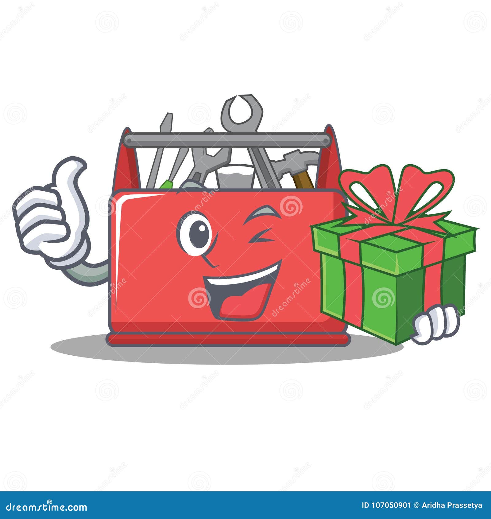 With Gift Tool Box Character Cartoon Stock Vector - Illustration of ...
