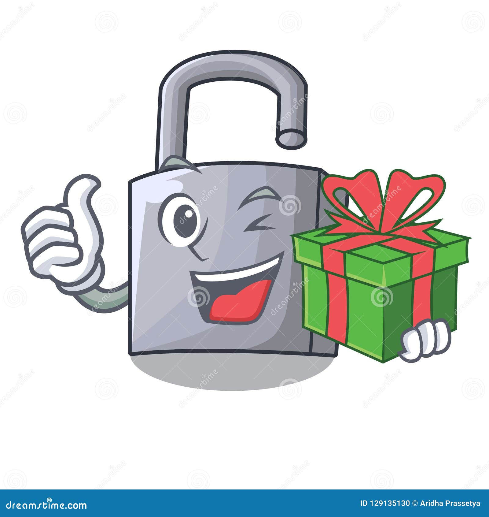 With Gift Unlocking Padlock on the Cartoon Gate Stock Vector ...