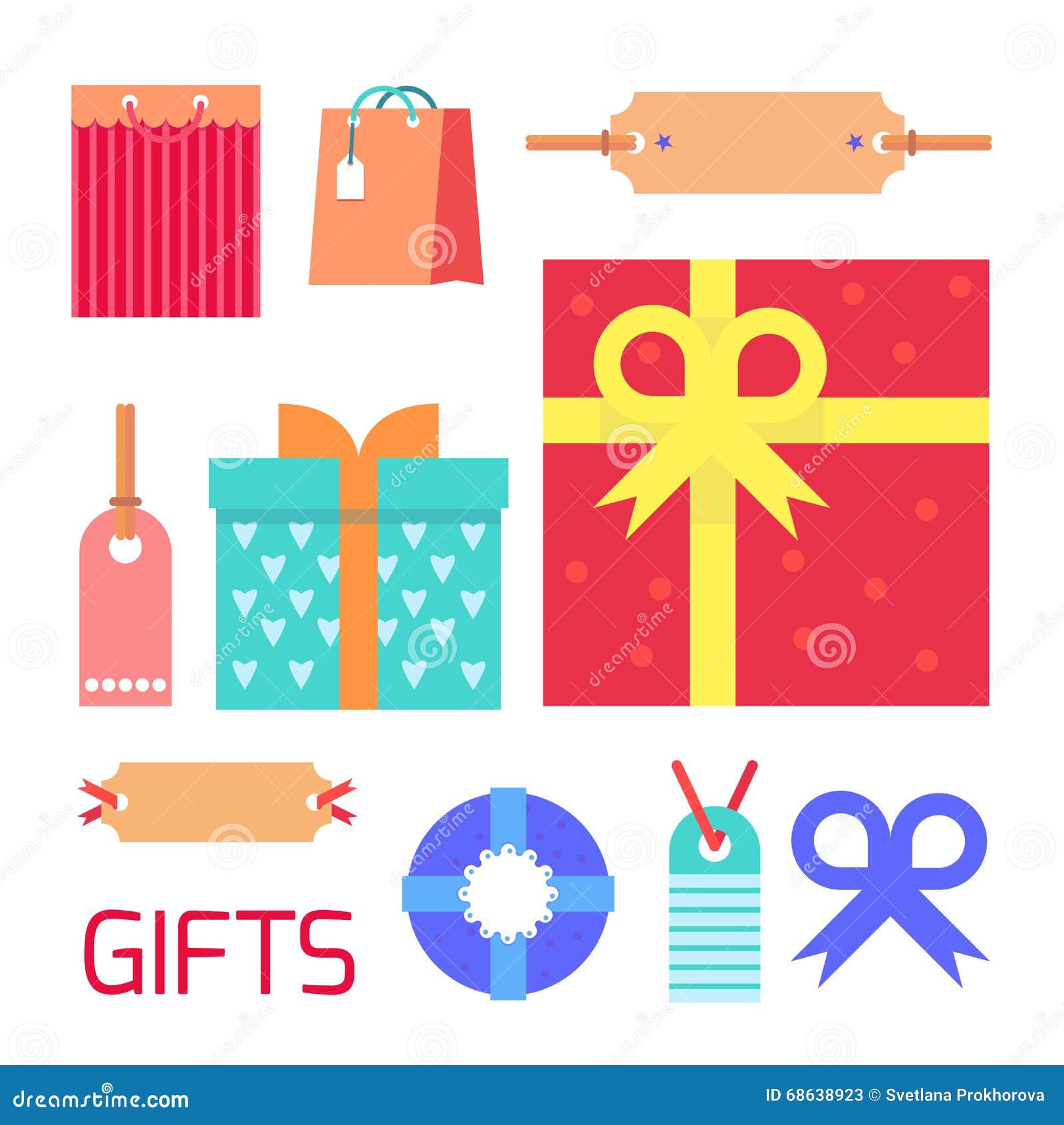 Gift vector set stock vector. Illustration of icon, flat - 68638923