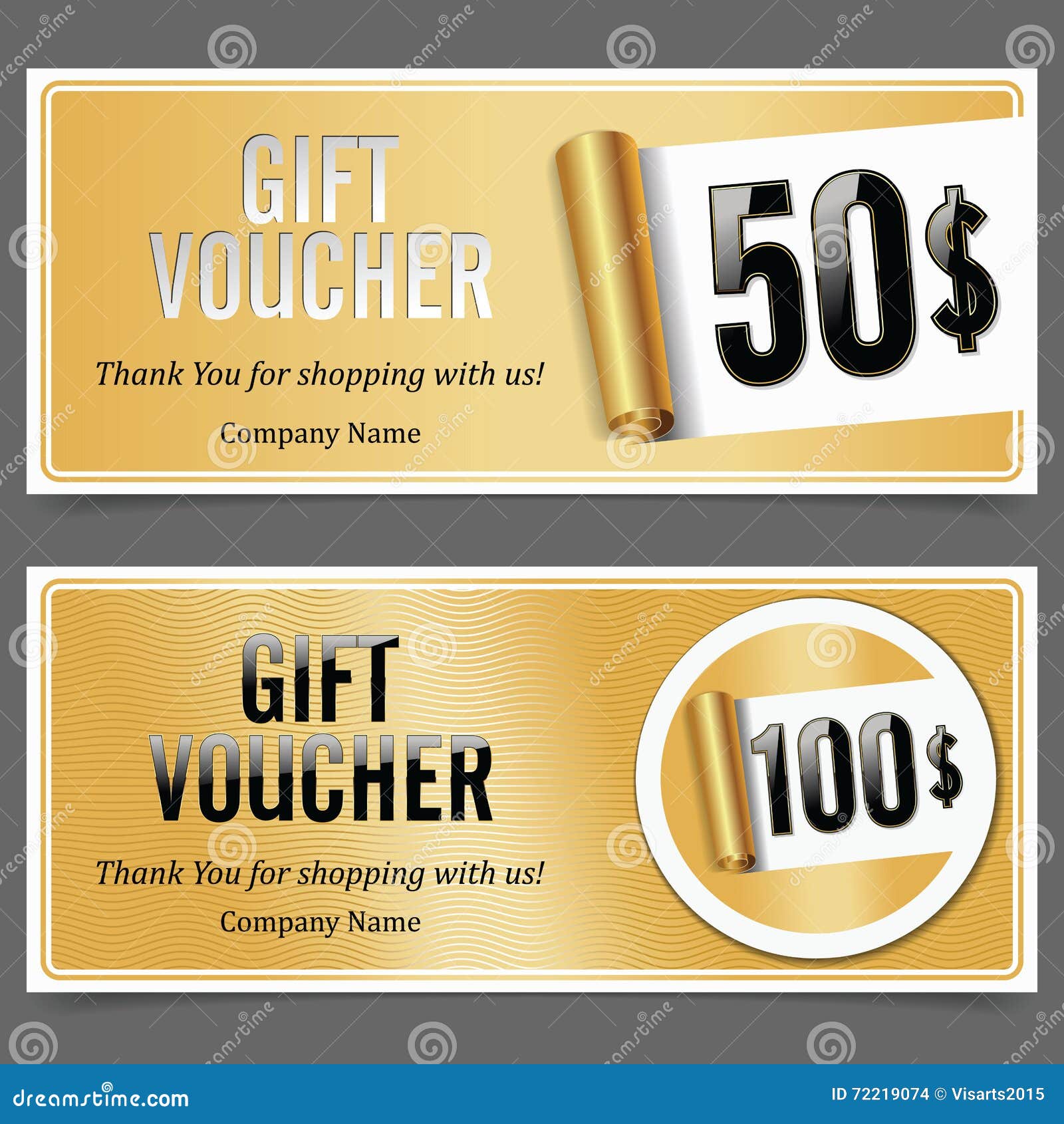Gift Voucher. Badge with Gift Value. Gold. Scroll Paper Stock Vector ...