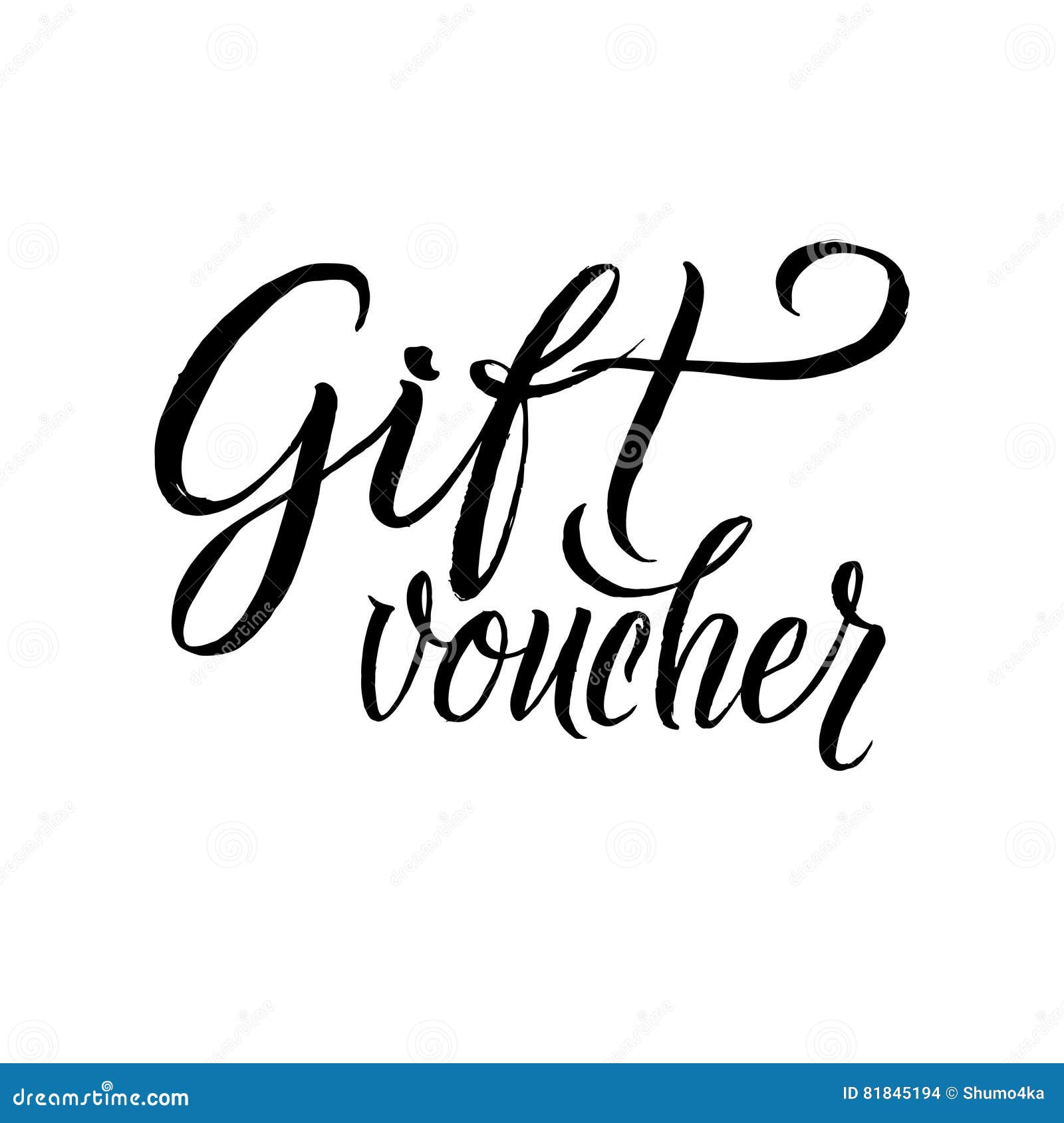Gift Voucher. Black Calligraphy on White Background, Vector ...