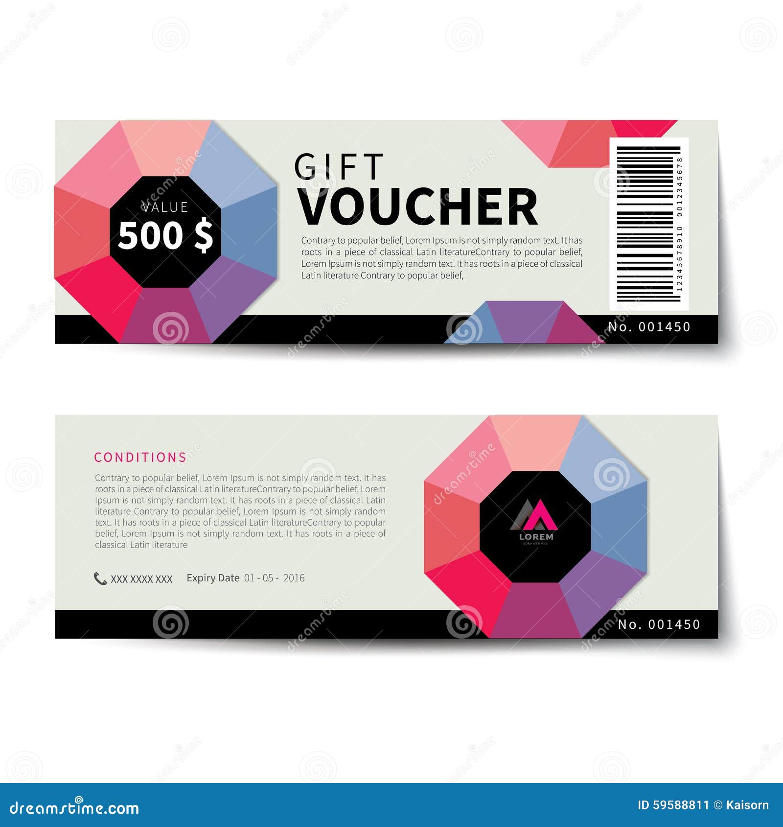 Gift Voucher Discount Template Flat Design Stock Vector - Illustration ...